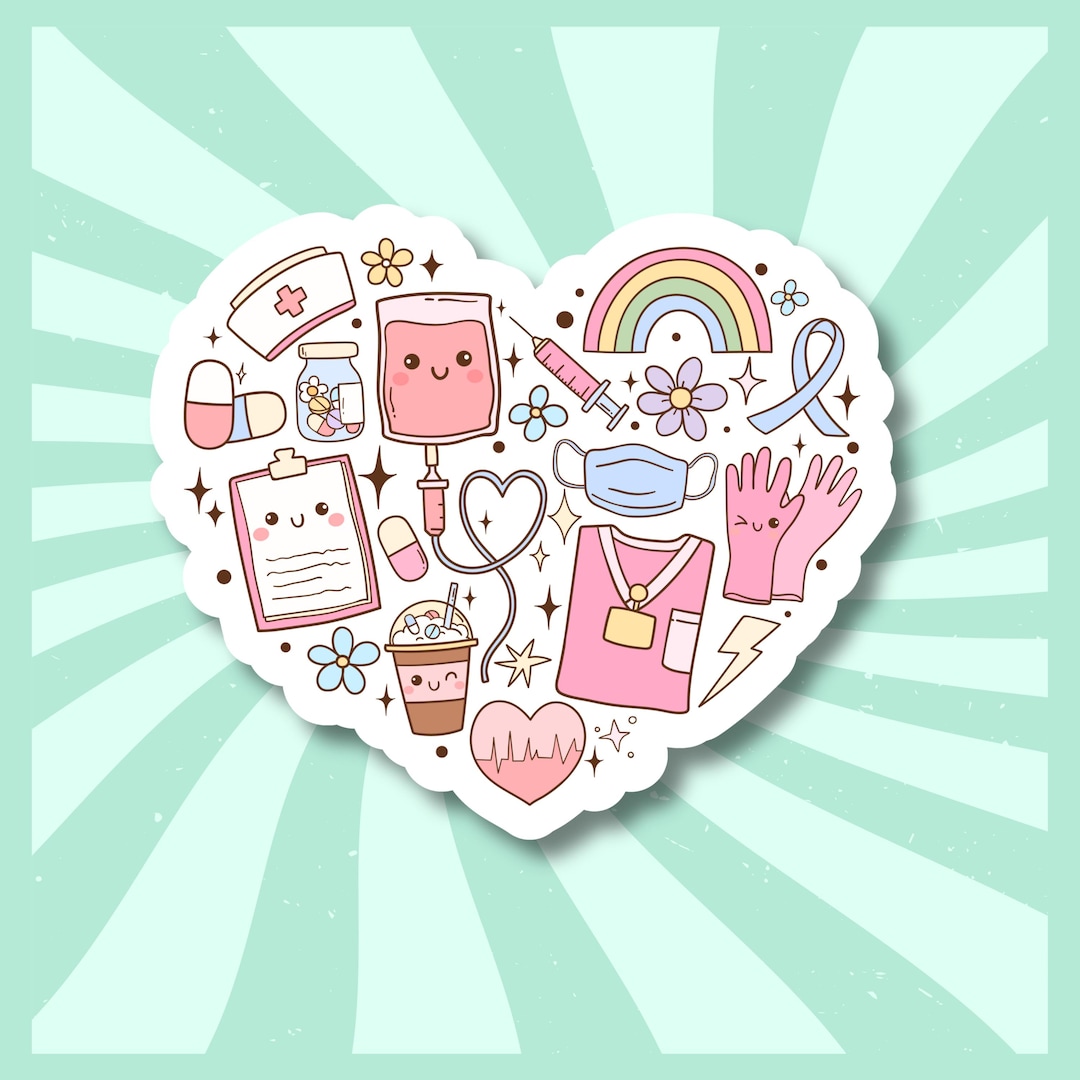 Cute Kawaii Nursing Sticker | RN | Registered Nurse Decal | Licensed ...