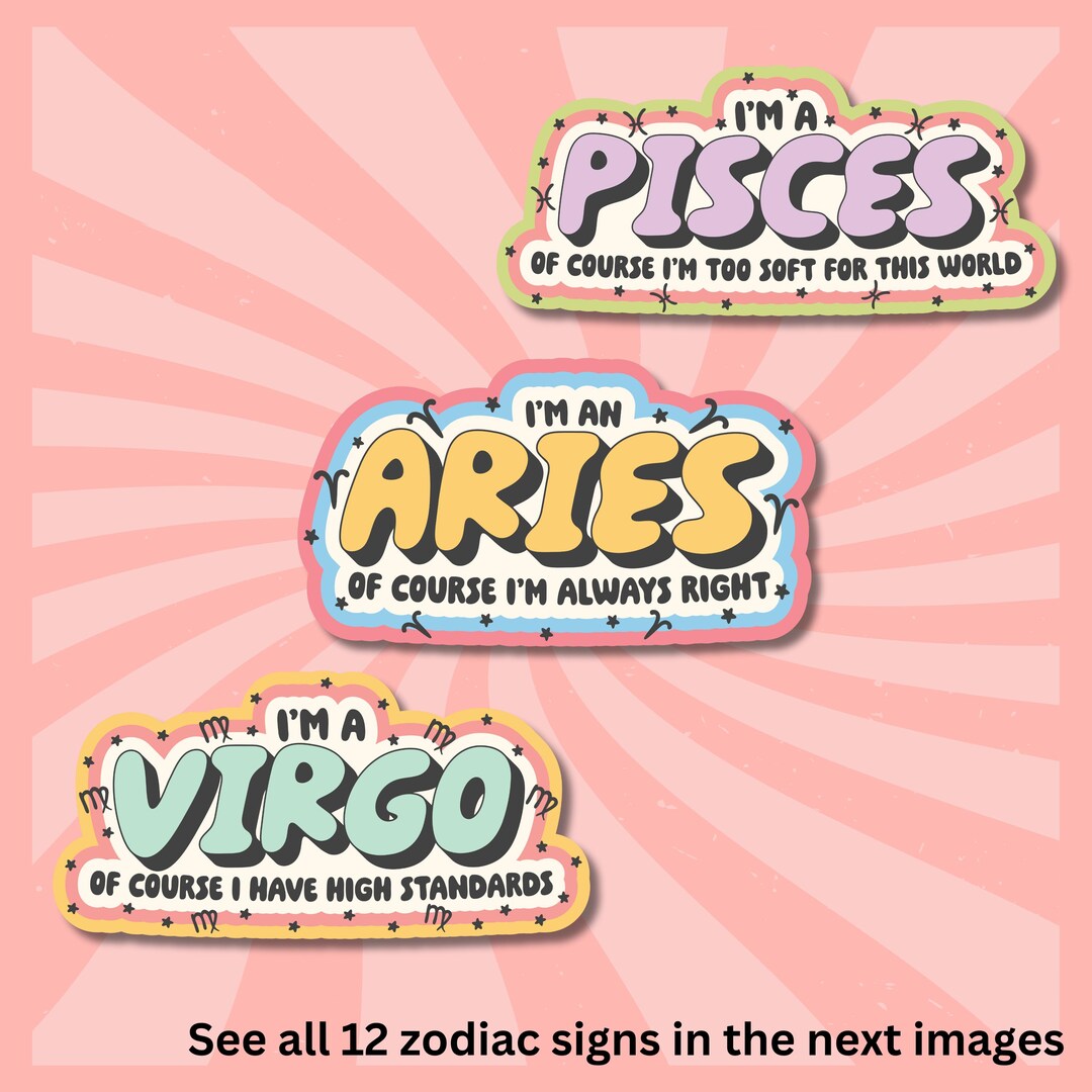 Zodiac Sign Stickers | Star Sign Stickers | Personalized Gifts | Funny ...