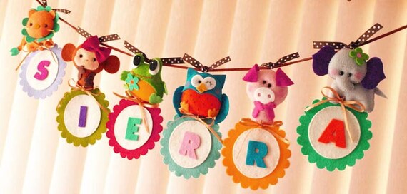 Items similar to Personalized Animal Parade NAME BANNER Hang Wall Art ...