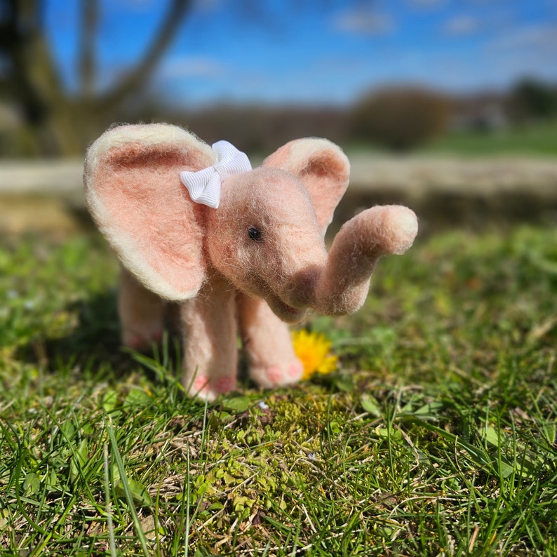 Pink Needle Felted Elephant - Etsy