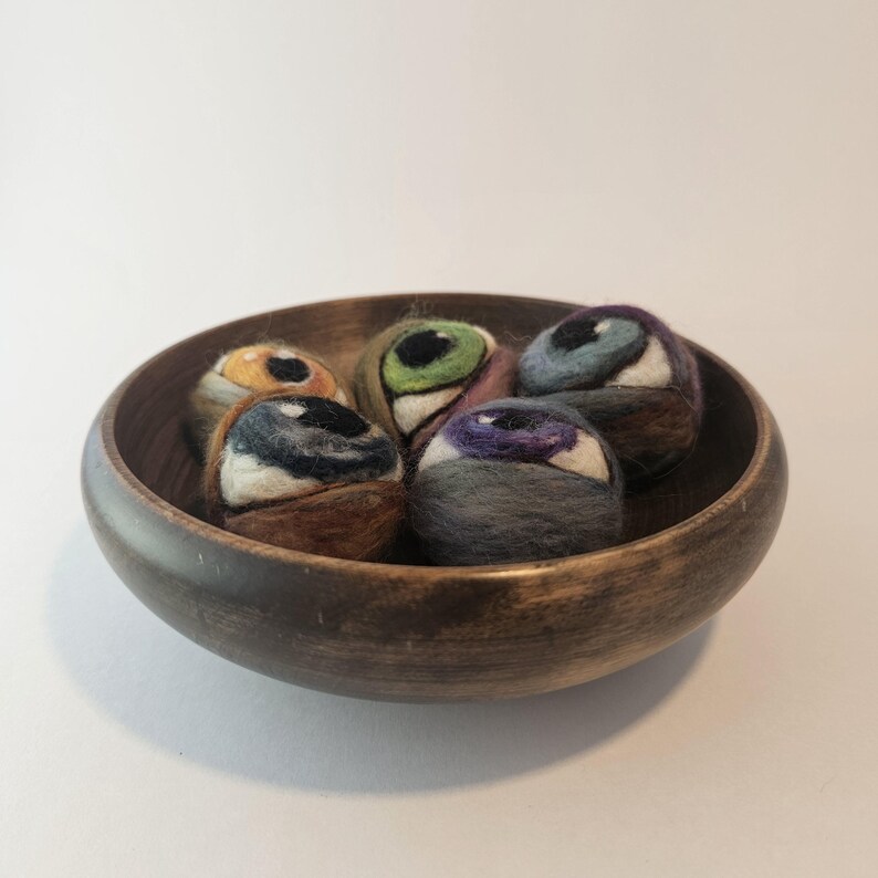 Needle Felted Eyeballs in Wooden Bowl - Etsy