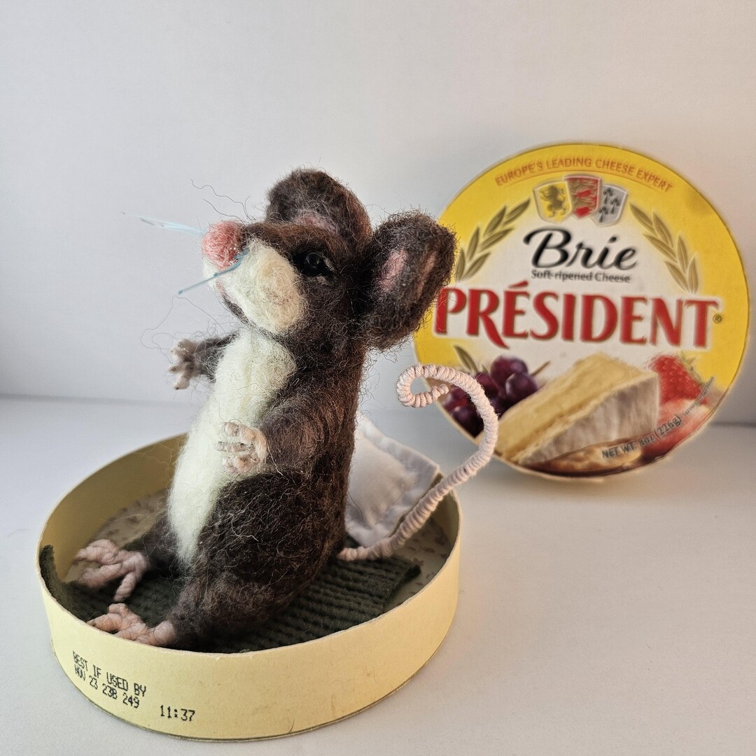Needle Felted Mouse in Brie Wheel - Etsy