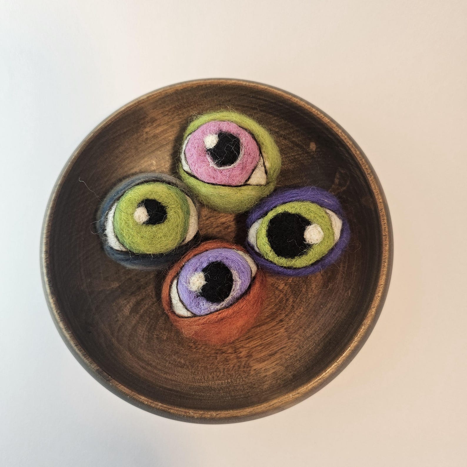 Needle Felted Eyeballs in Wooden Bowl - Etsy