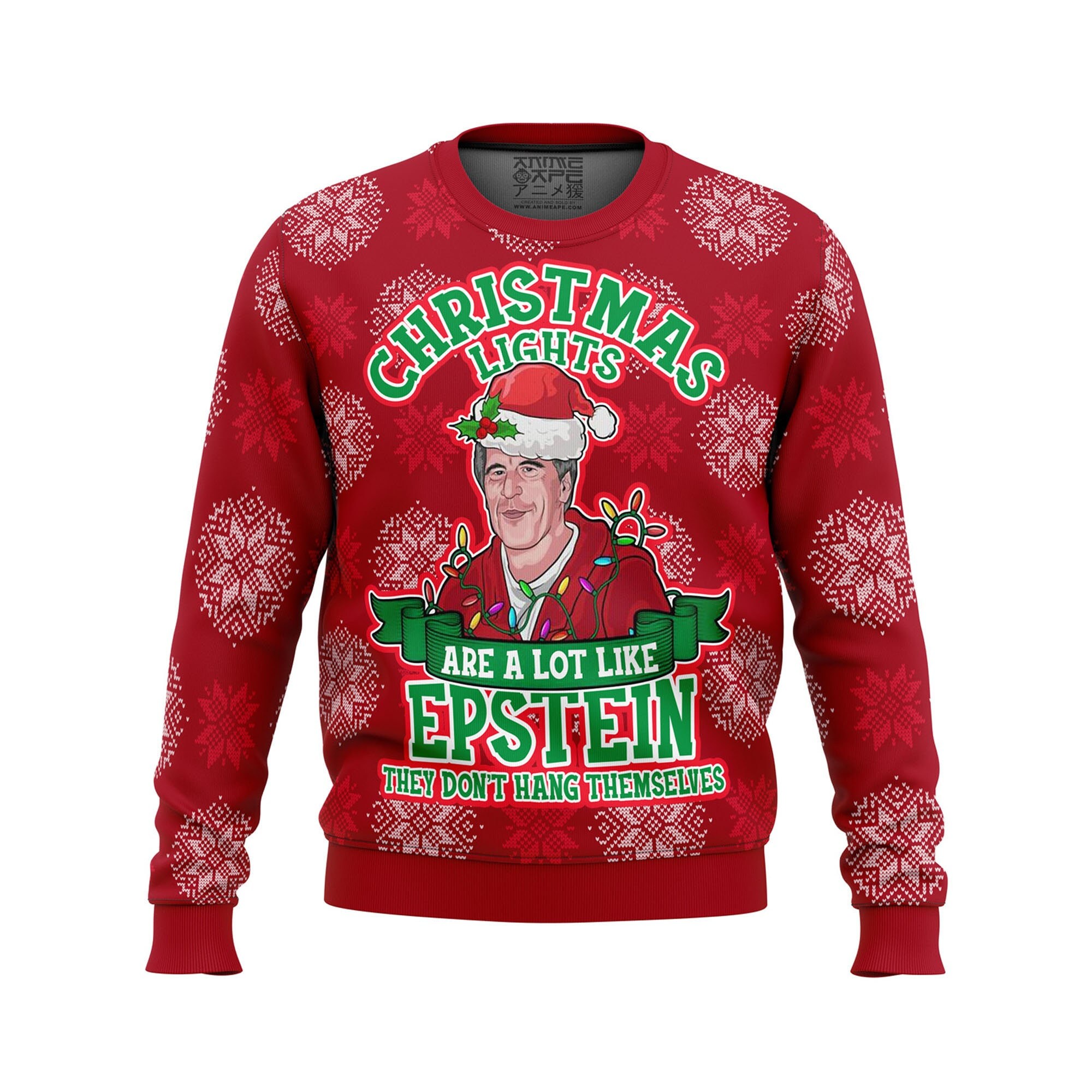Xmas Lights Are Like Epstein Ugly Christmas Sweater Over Print ...
