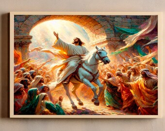 Jesus Triumphal Entry Into Jerusalem Print, Palm Sunday Wall Art ...