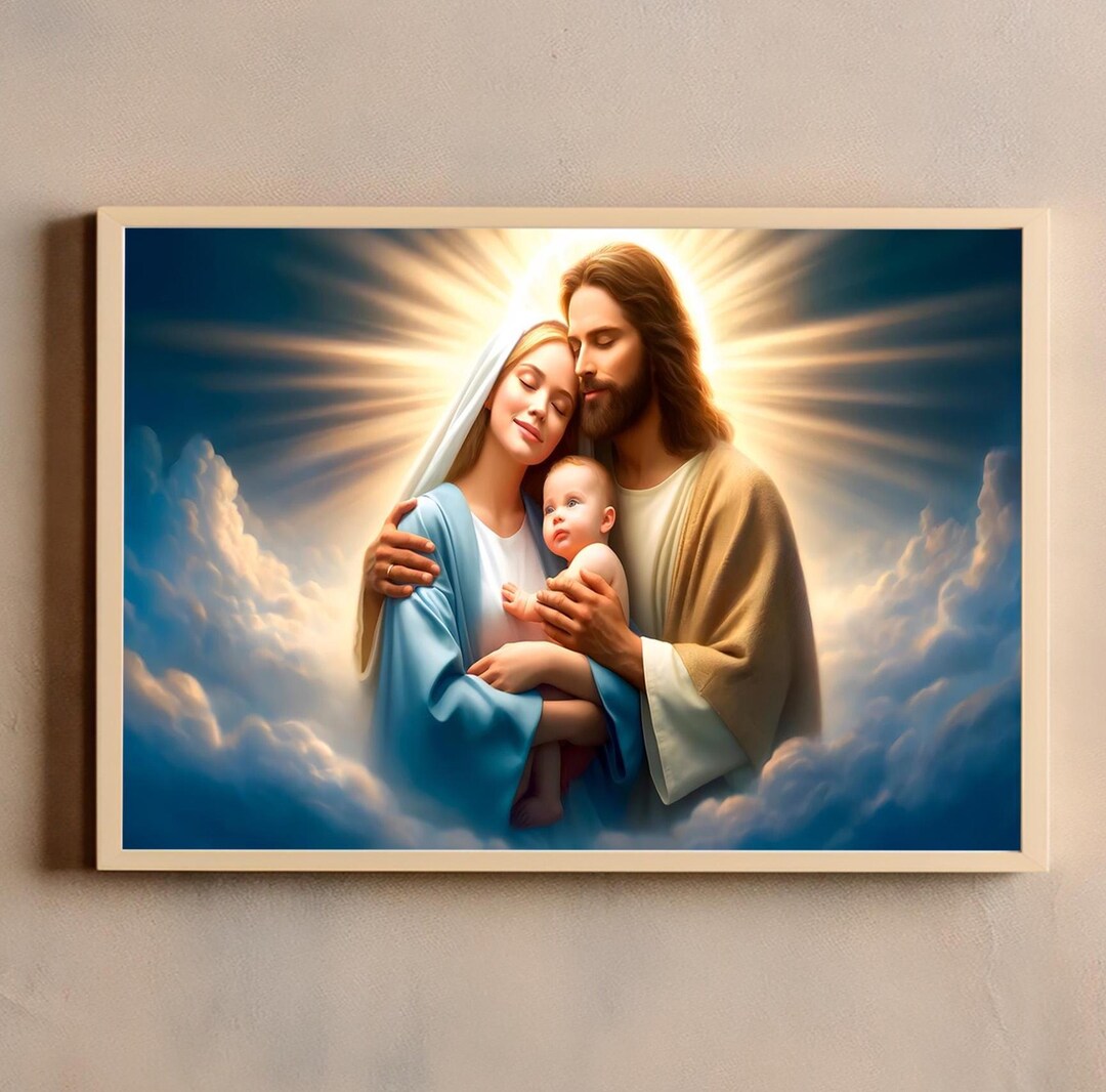 Holy Family Floral Christian Painting Mary and Baby Jesus Christ ...
