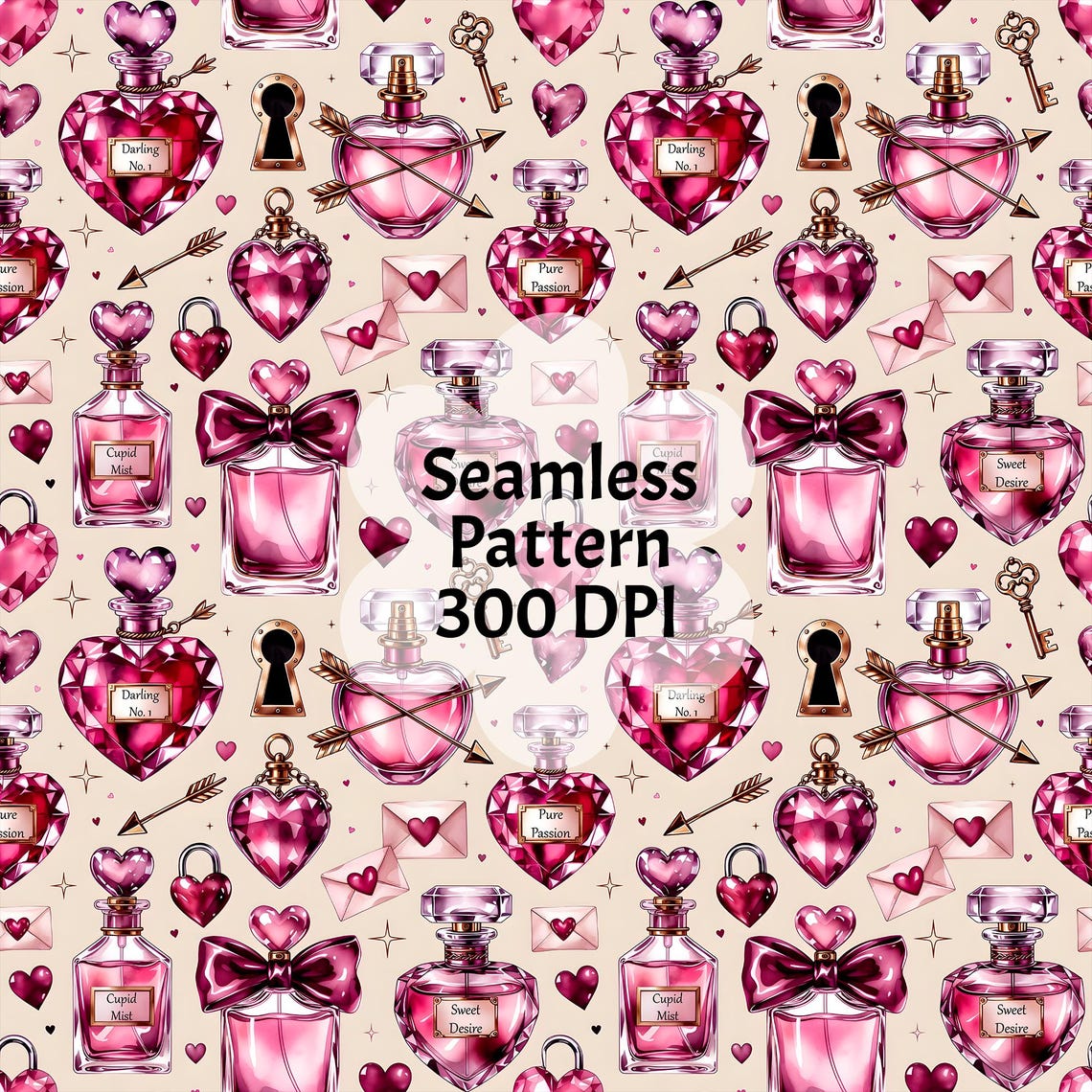Perfume Seamless Pattern: Valentines Day (digital Download) - Etsy