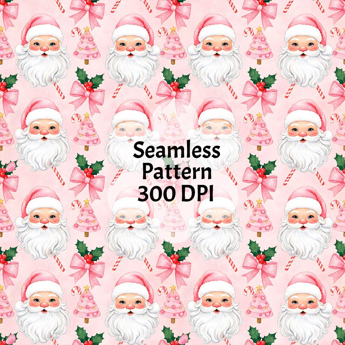 Preppy Retro Girly Christmas Santa Bow: Seamless Digital Pattern Repeat ...