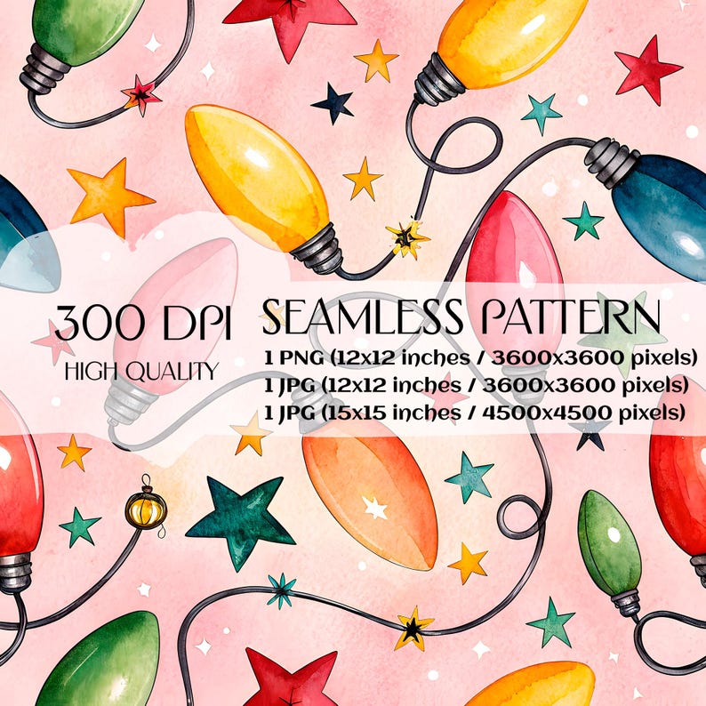 Pink Christmas Light Seamless Pattern Coquette Girly Seamless Digital ...