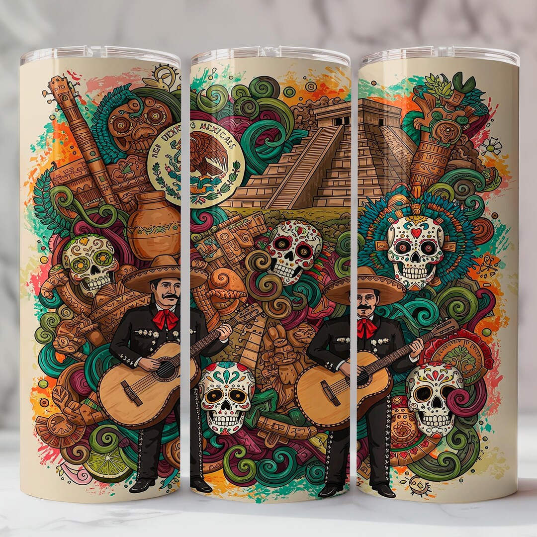 Abstract Mexico Tumbler Wrap Png Aztec Background – Mexican Flag Design ...