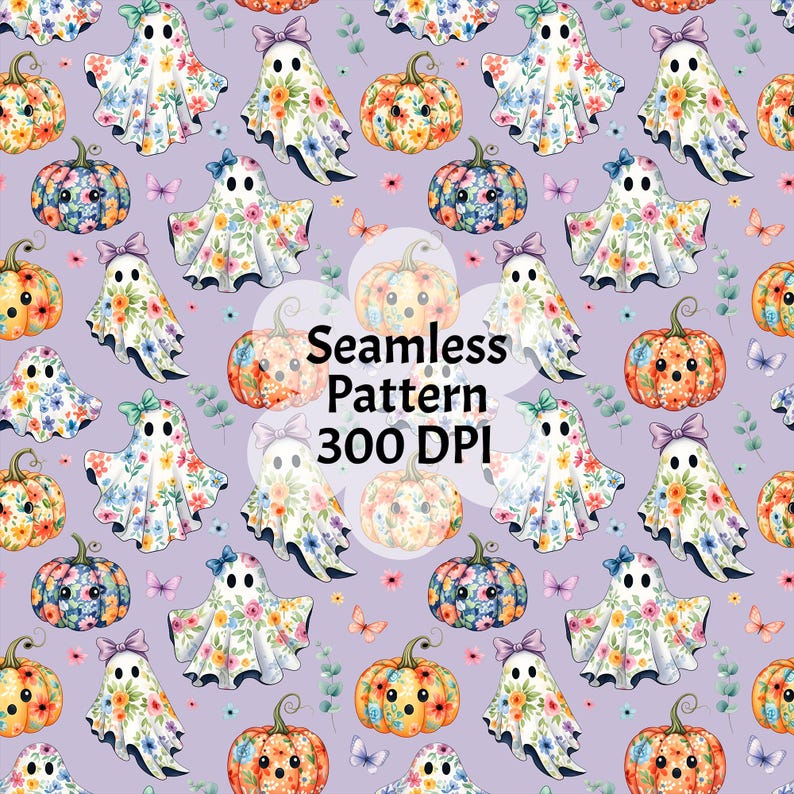 Floral Purple Pink Girly Halloween Seamless Pattern Repeat Coquette ...