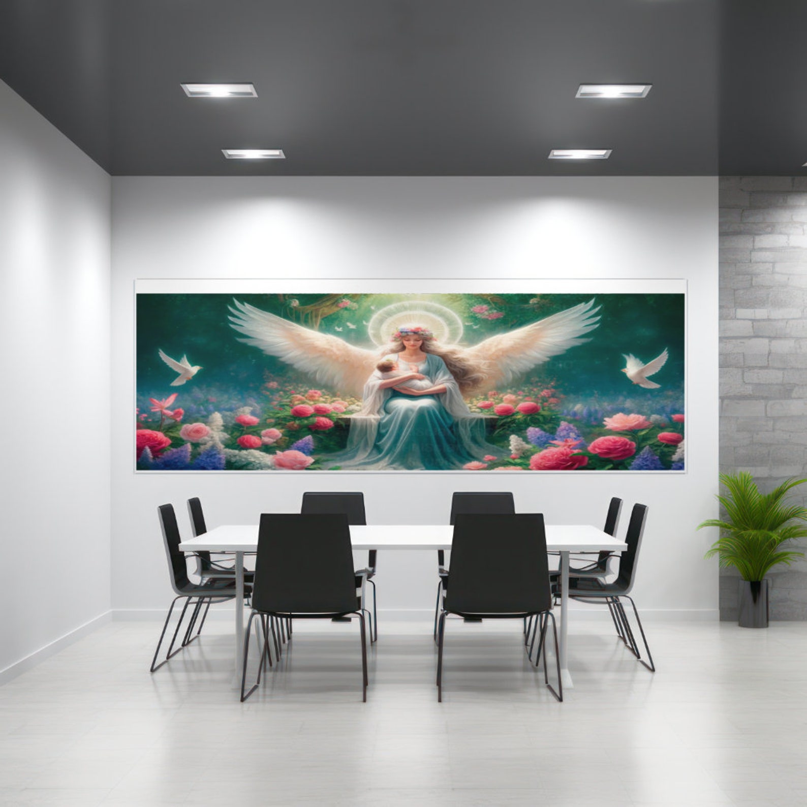 Angel & Dove Christian Wall Art: Heavenly Decor, Bible Scenes ...