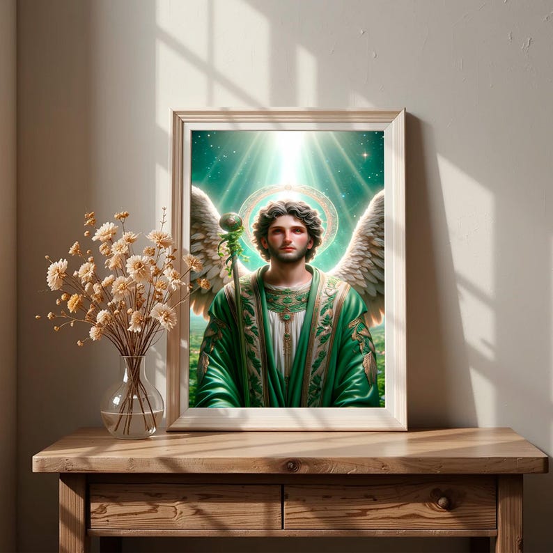 Archangel Raphael Printable Art Christian Home Decor Spiritual Wall Art ...