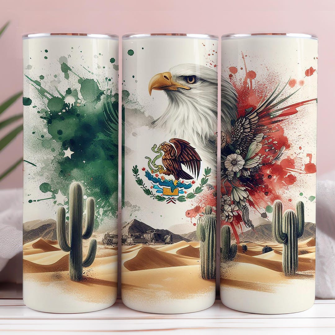 Mexican Flag Eagle PNG Mexico Tumbler Wrap Sublimation Seamless Design, Patriotic Png Mexico ...