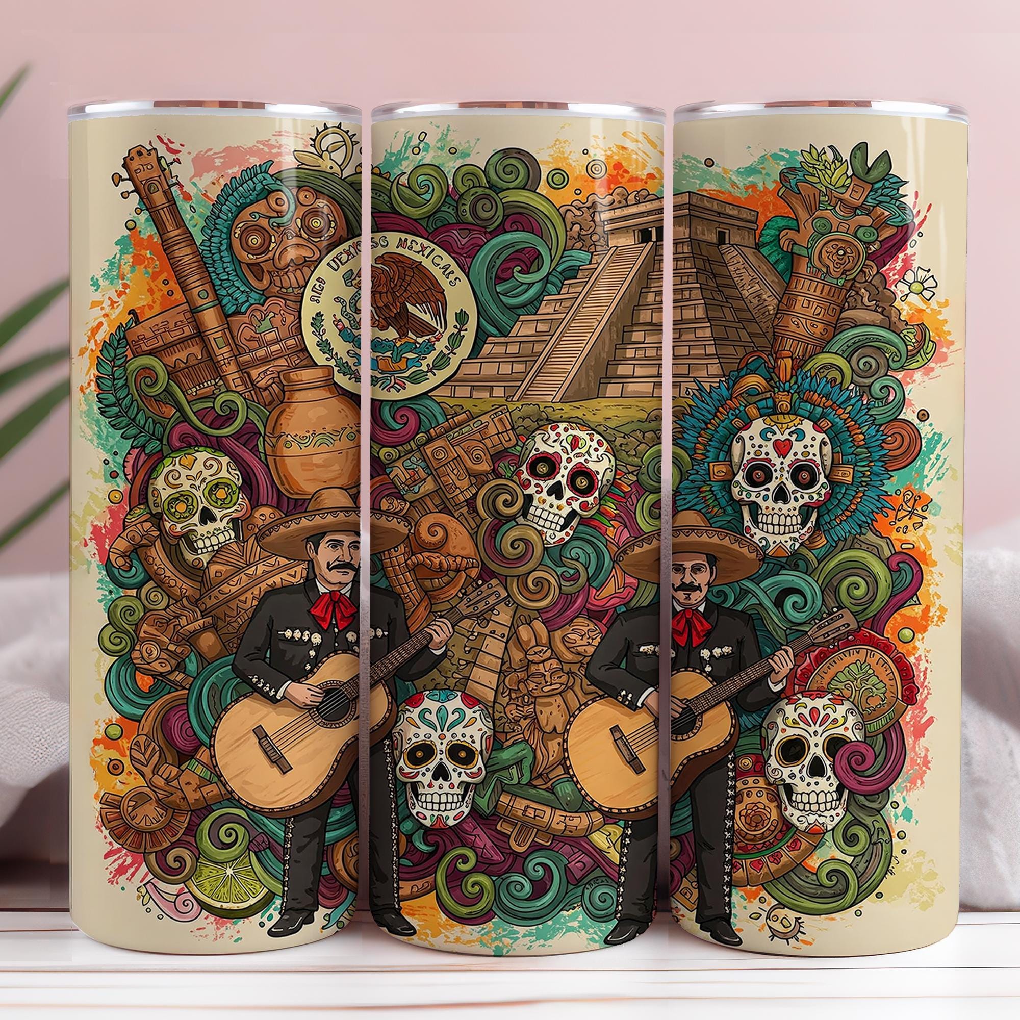 Abstract Mexico Tumbler Wrap Png Aztec Background – Mexican Flag Design ...