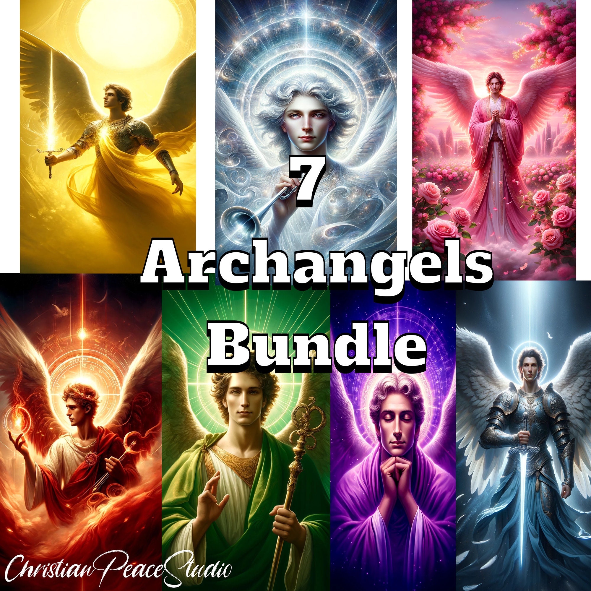 Seven Archangels Wall Art Bundle, Set of Seven Archangels, Christian ...