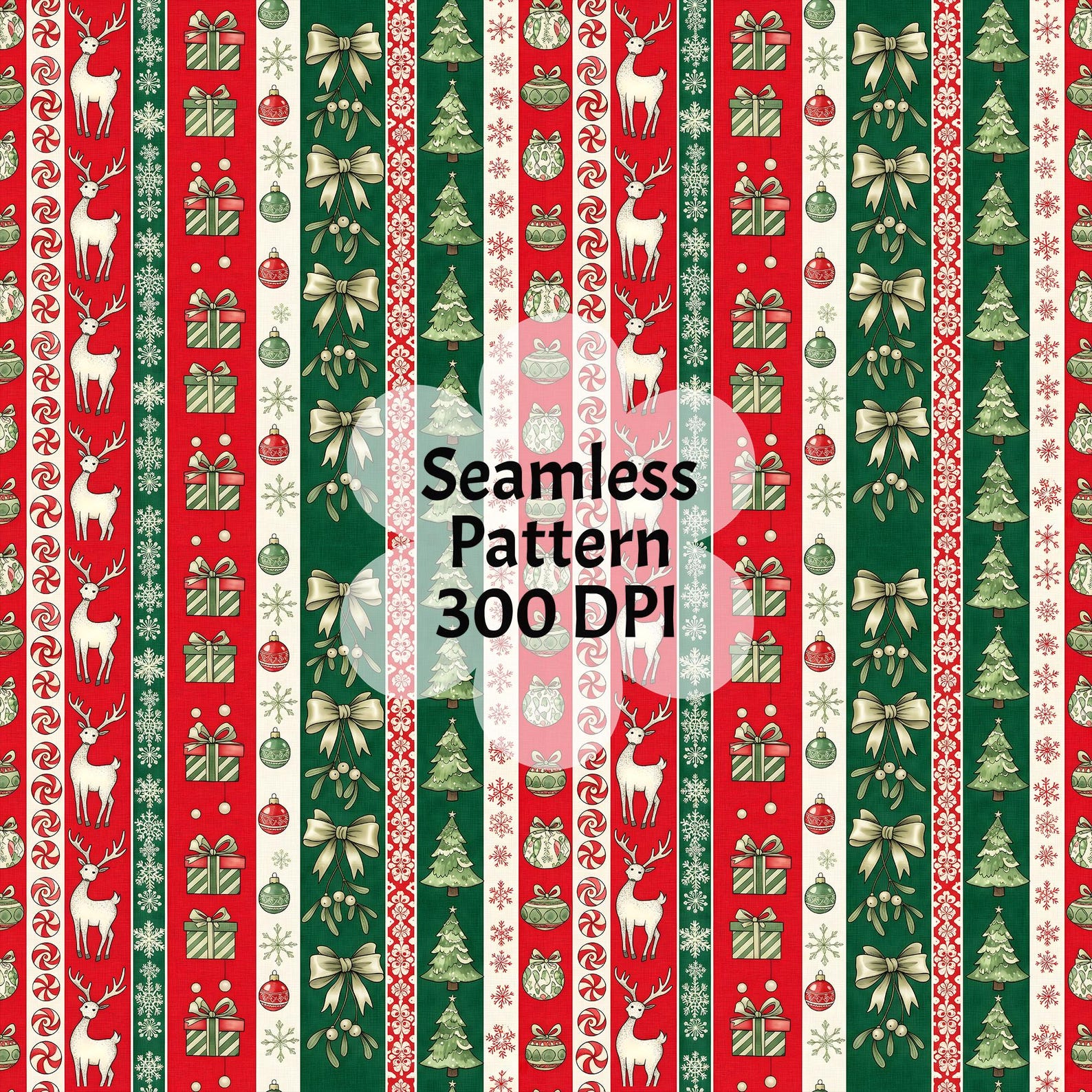 Christmas Stripe Pattern, Reindeer, Ornaments (digital Paper) - Etsy