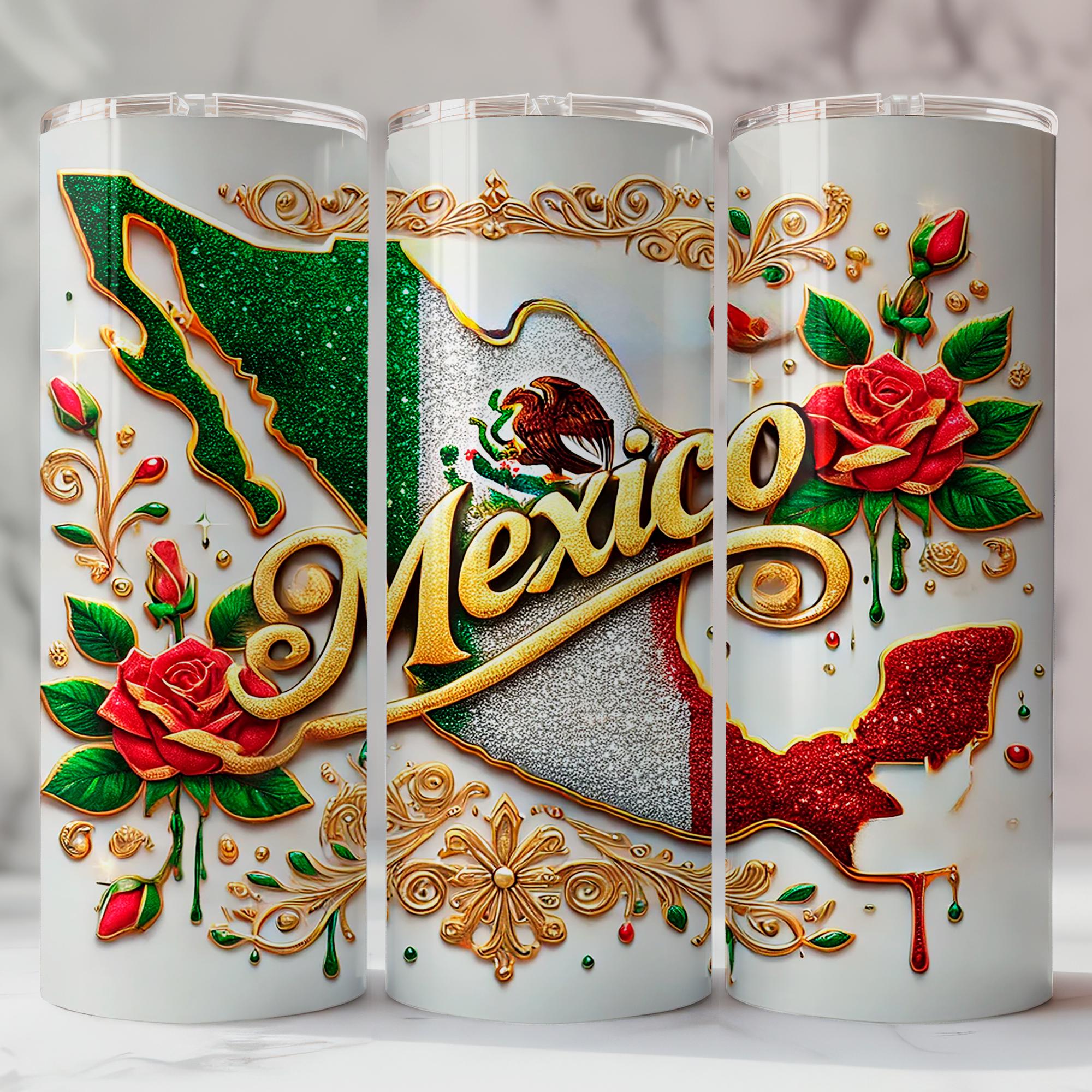 Gold Glitter Mexico Map Tumbler Wrap, Roses (PNG Digital Download) - Etsy