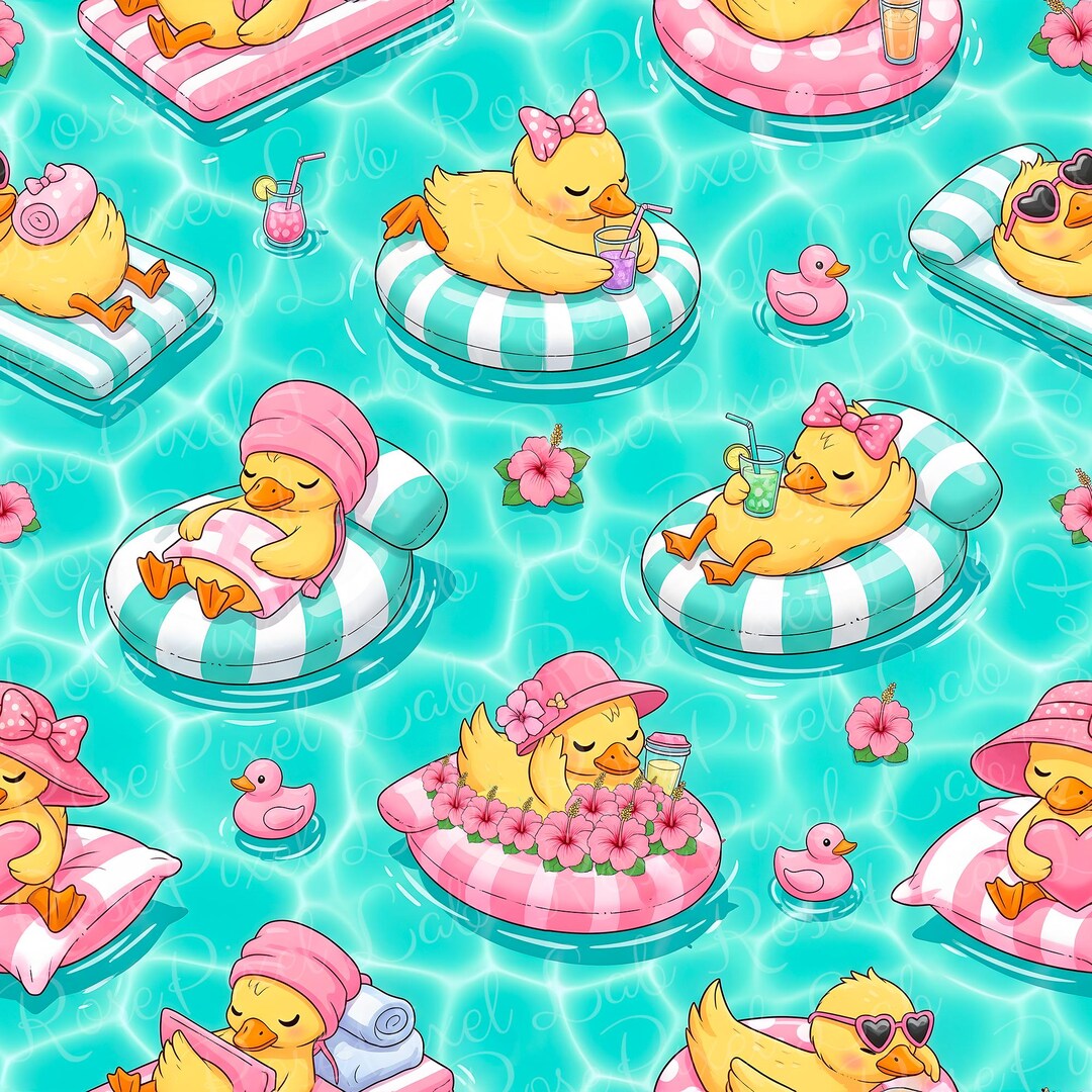 Pink Coquette Duck Floaties Seamless Pattern (digital Download) - Etsy