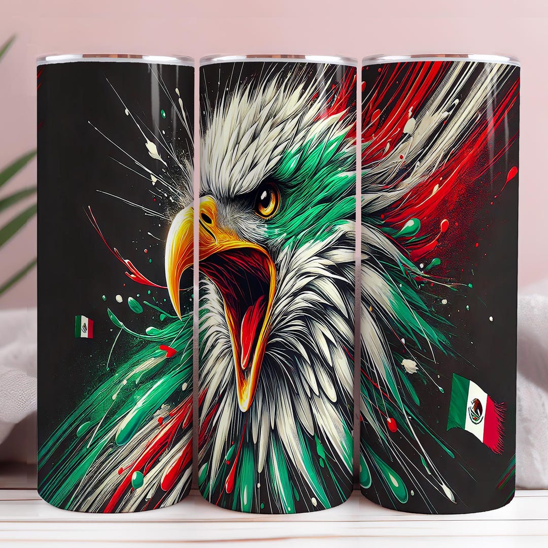 Mexican Flag Eagle PNG Mexico Tumbler Wrap Sublimation Seamless Design, Patriotic Png Mexico ...