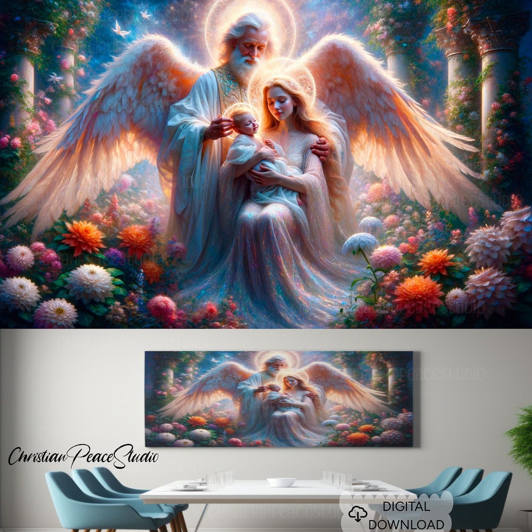 Angel's Embrace Christian Wall Art, Divine Scenes Spiritual Decor ...