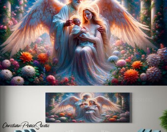 Angel's Embrace Christian Wall Art, Divine Scenes Spiritual Decor ...