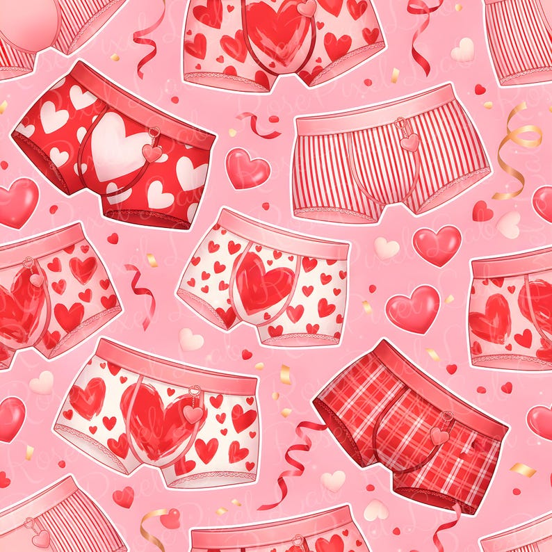 Coquette Red Hearts Boxer Underwear Hearts Seamless Pattern: Valentines ...