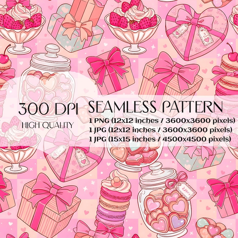 Sweet Candy Pastel Boxes Hearts Seamless Pattern: Valentines Day Print ...