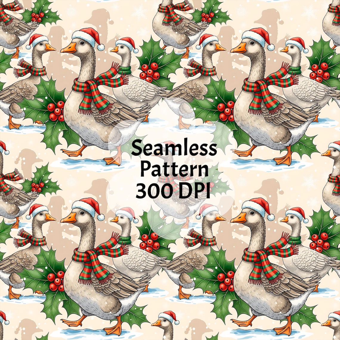 Funny Christmas Goose Digital Paper Seamless Surface Pattern Digital ...