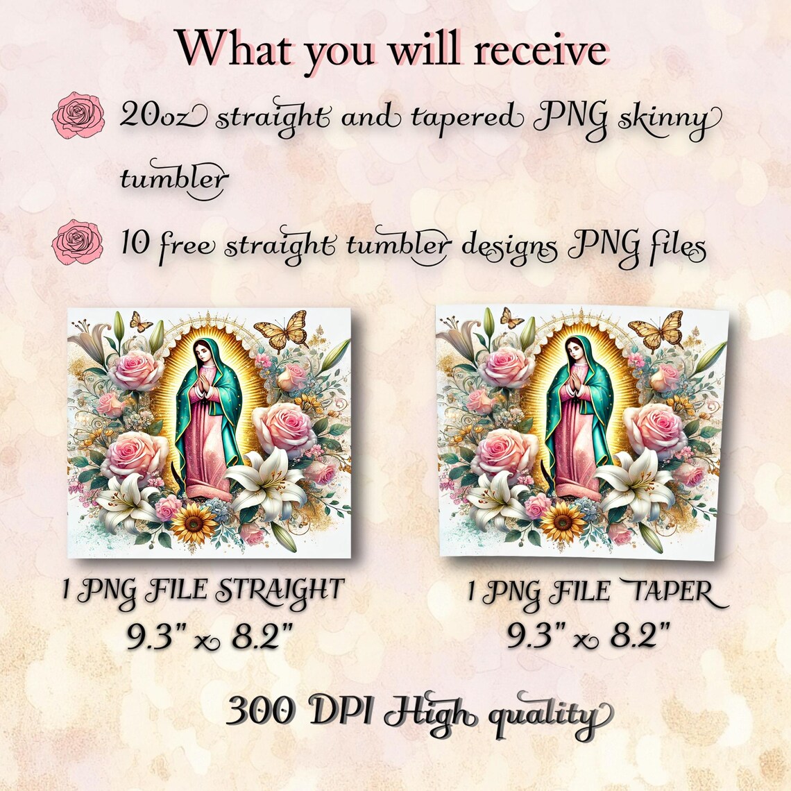 Virgin Mary Tumbler Wrap, Floral Virgencita PNG (digital Download) - Etsy