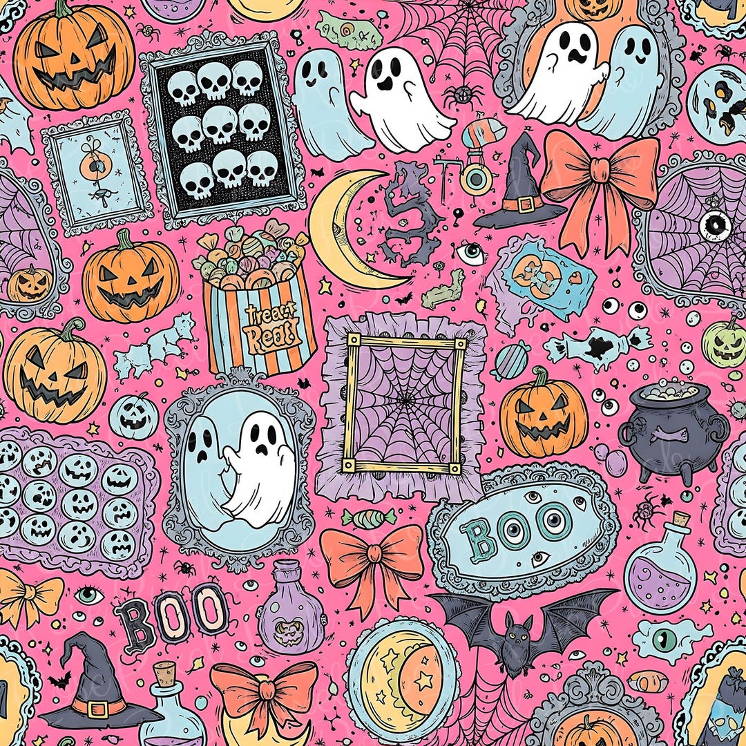 Trendy Spooky Cards Frames Seamless Popular Pattern Halloween ...
