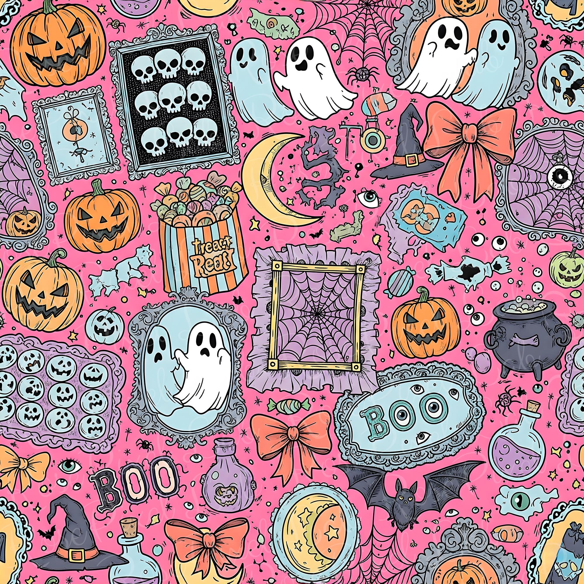 Pink Girly Spooky Halloween Pattern for Commercial Use (JPG) - Etsy