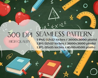 Back to School Seamless Pattern, School Digital Paper, Teachingtumbler ...