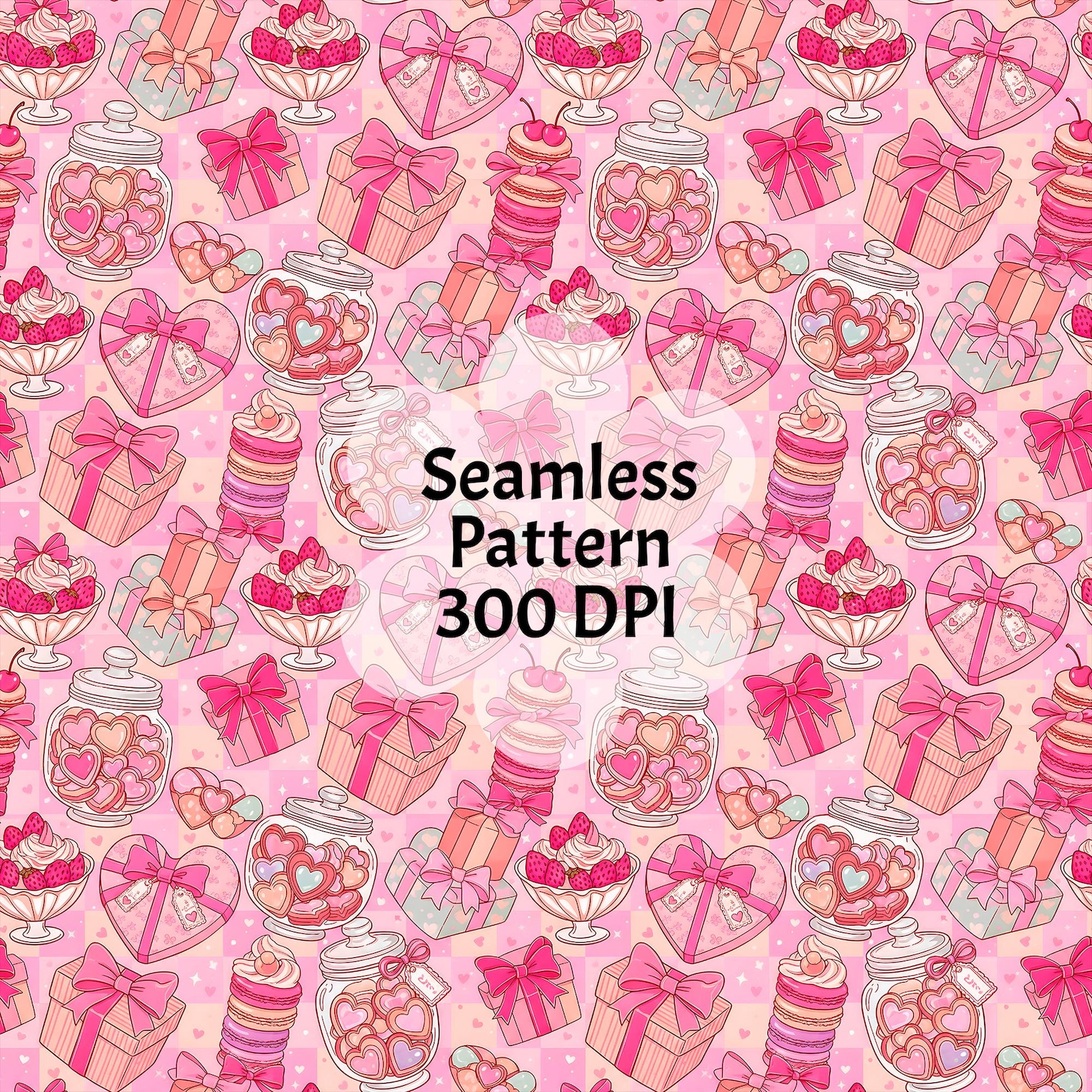 Sweet Candy Pastel Boxes Hearts Seamless Pattern: Valentines Day Print ...