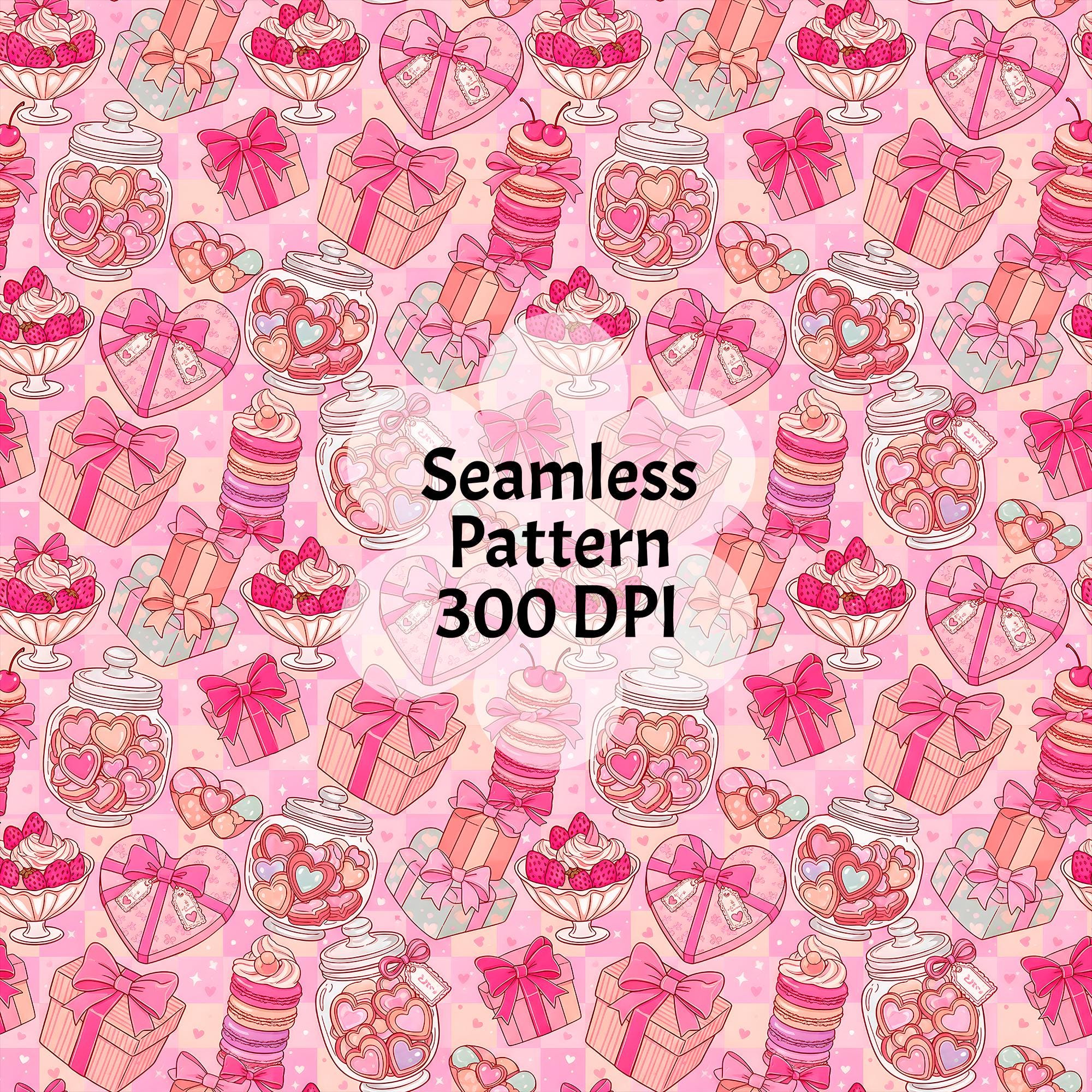 Sweet Candy Pastel Boxes Hearts Seamless Pattern: Valentines Day Print ...