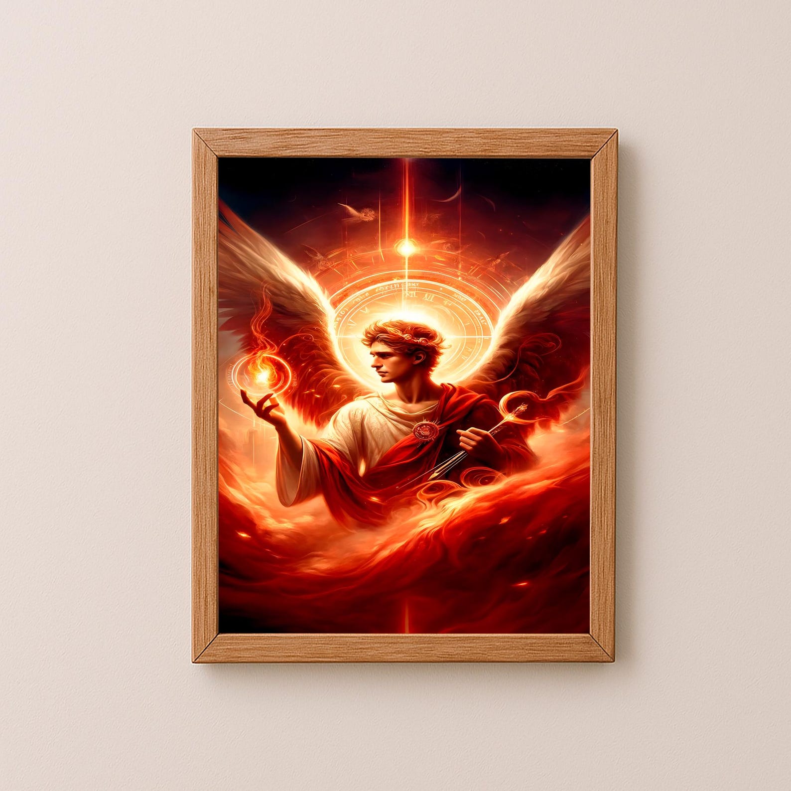 Archangel Uriel, Angelic Canvas Art, Red & Gold, Spiritual Warrior ...