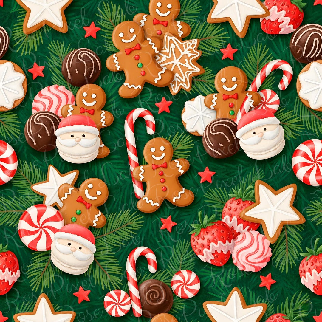 Christmas Gingerbread Seamless Pattern, Holiday Digital Paper (JPG) - Etsy