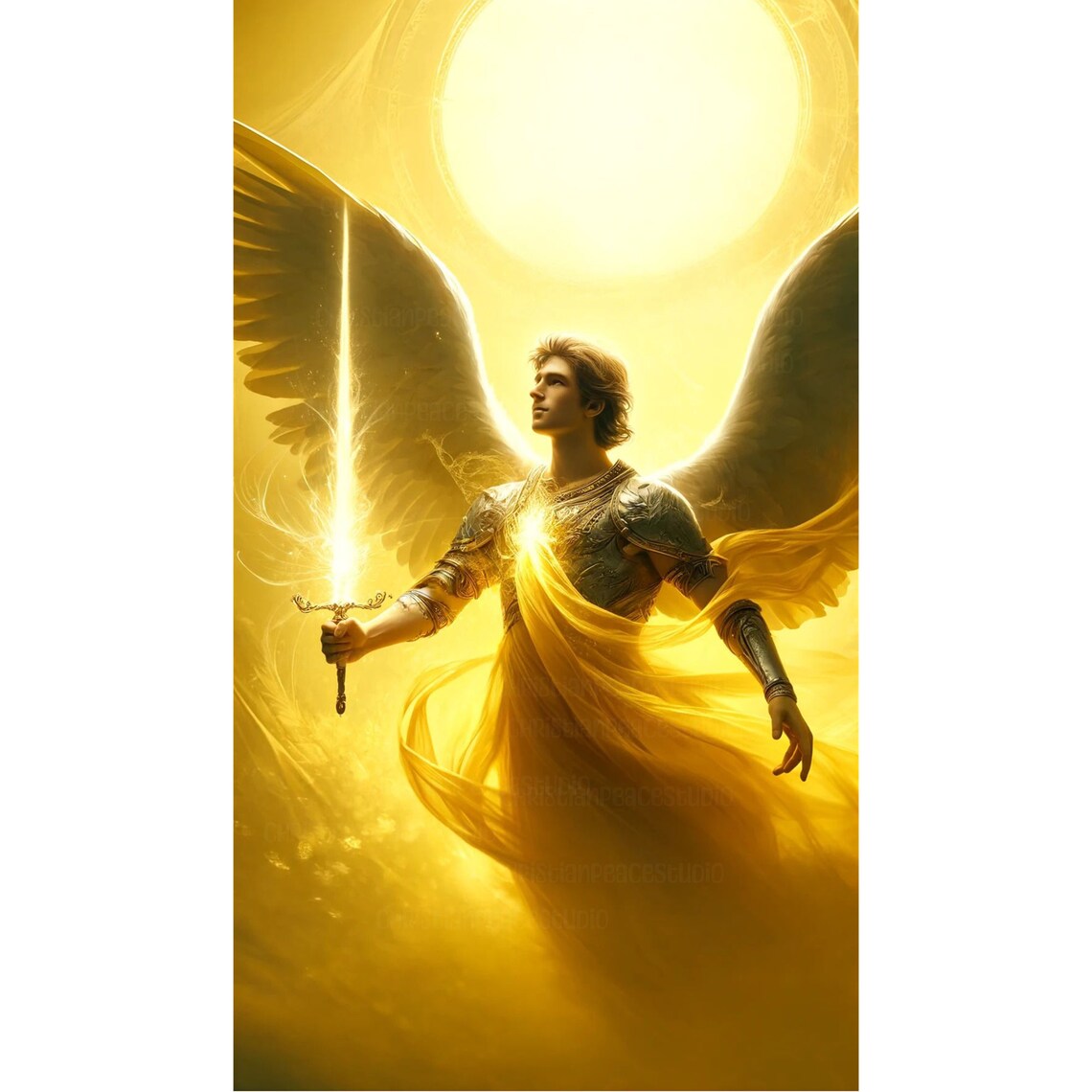Archangel Jophiel, Golden Aura Art, Angelic Wall Art for Spiritual Home ...