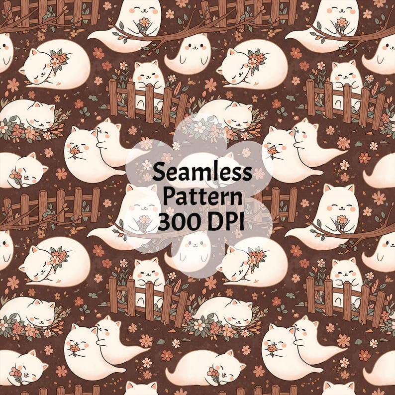 Vintage Halloween Black Cats Seamless Pattern Fall Retro Ghosts Mummy ...