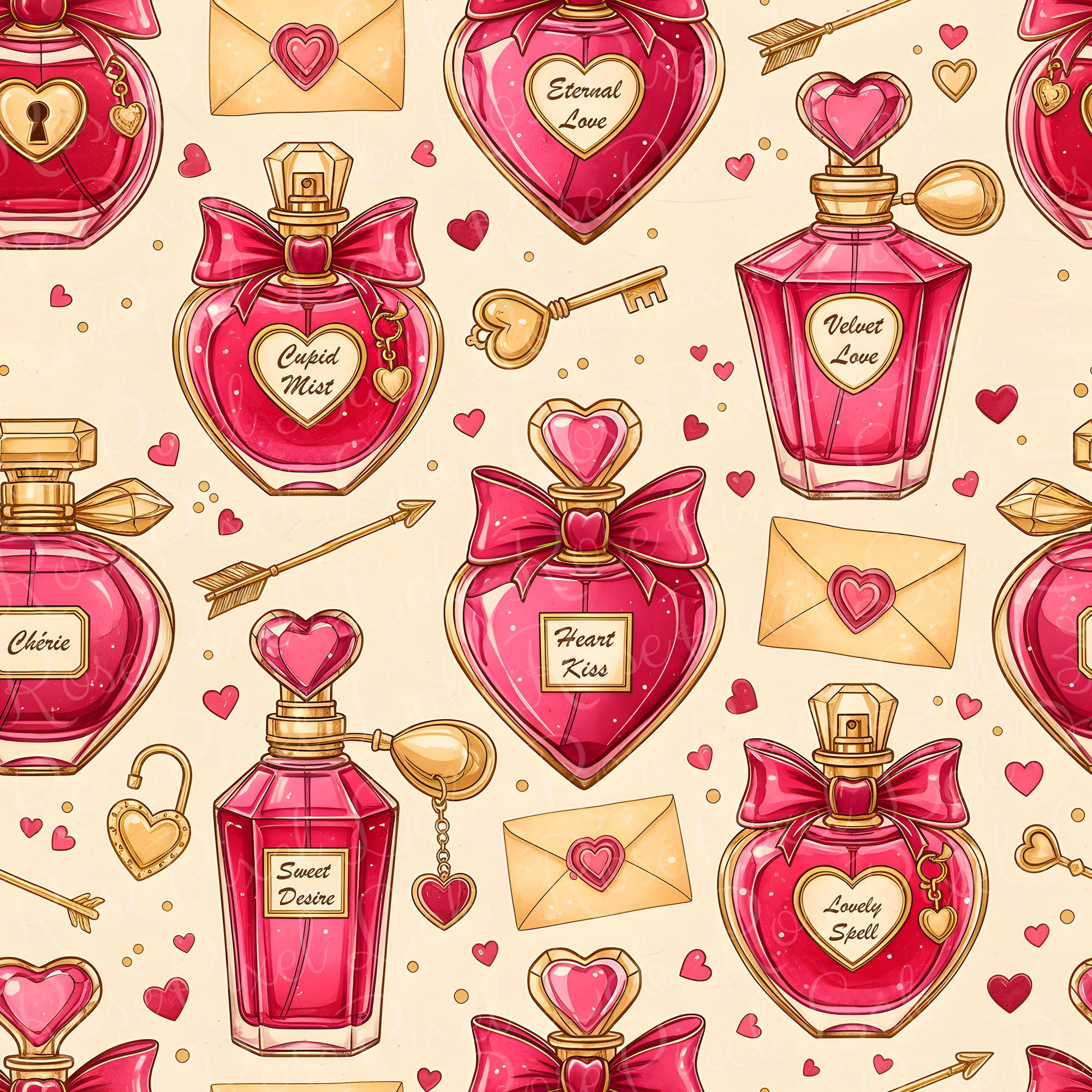 Phrases Fragrance Perfume Seamless Pattern: Potion Love Valentines Day ...