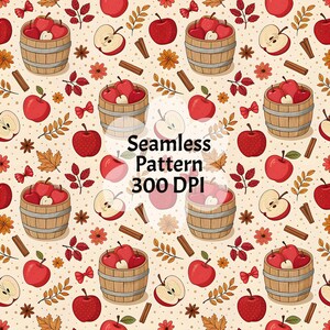 Autumn Apple Pattern, Fall Seamless File, Harvest Digital Paper, Rustic ...