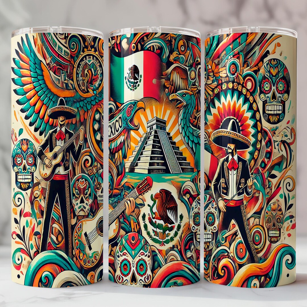 Abstract Mexico Tumbler Wrap Png Aztec Background – Mexican Flag Design ...
