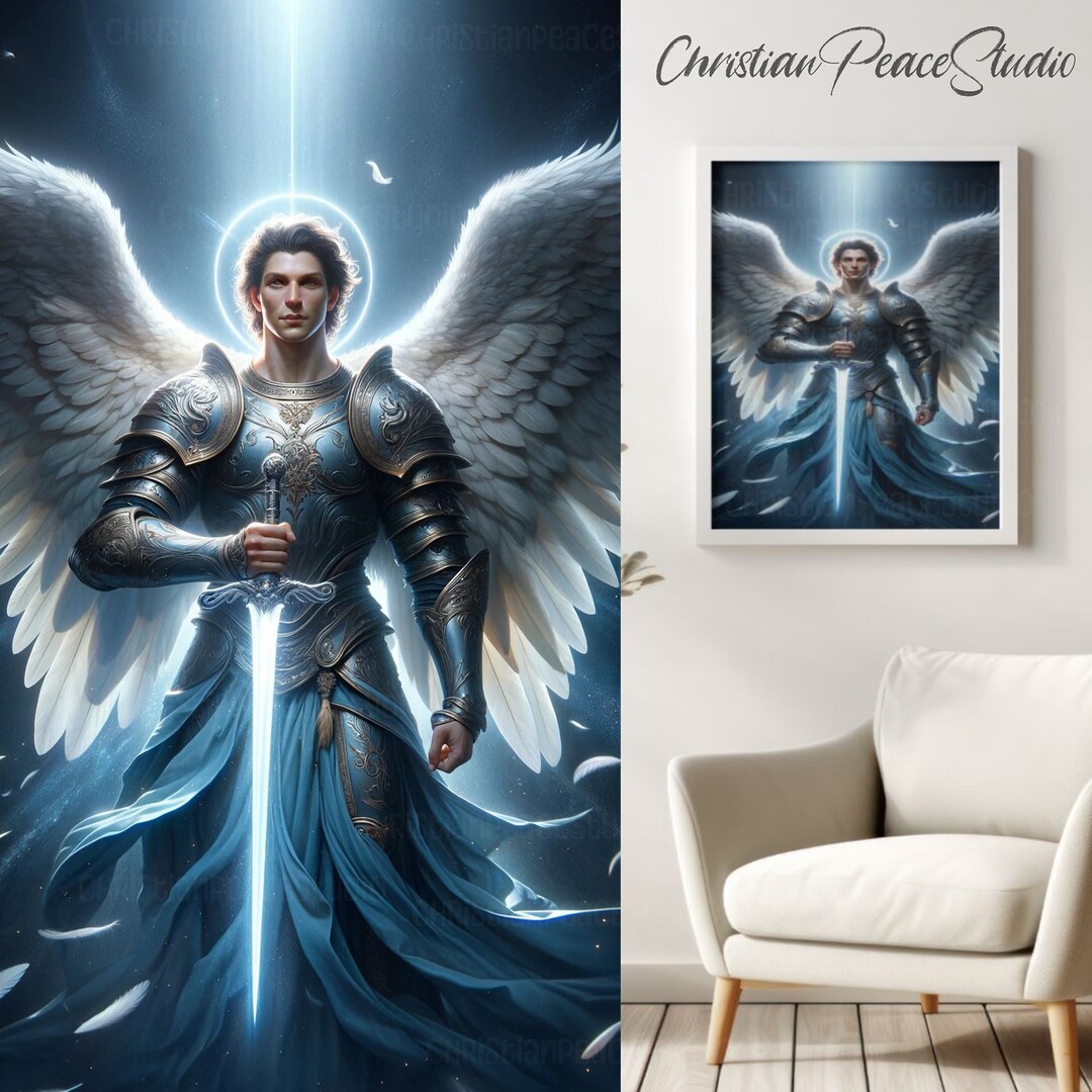 Archangel Michael, Art: Protector, Angel Image for Spiritual Wall Decor ...