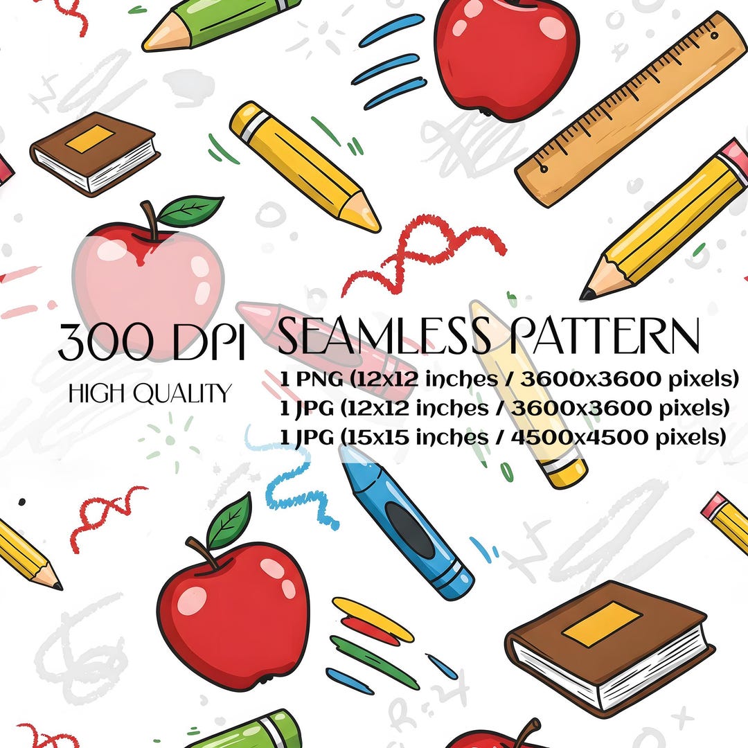 School Teacher Seamless Pattern Design Educational School Supply Fabric ...