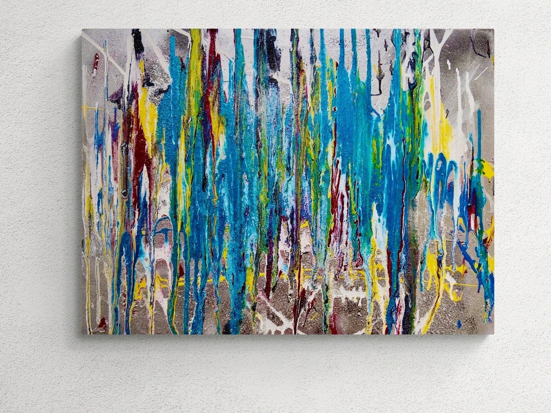 The Drip Abstract Acrylic Textured Painting Modern Contemporary Wallart ...