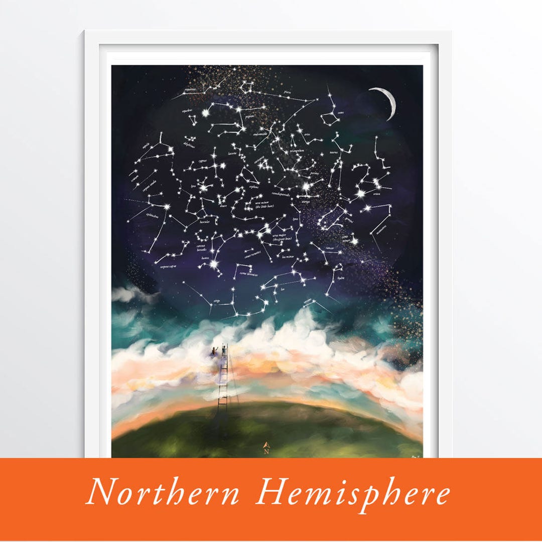 Star Constellations Map of the Northern Hemisphere - Nursery Decor ...