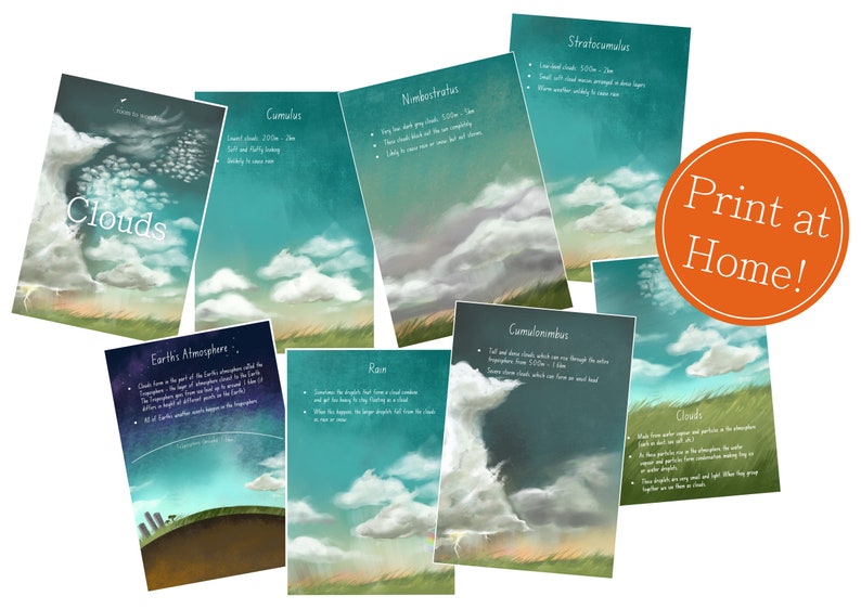 Cloud Types Printable Flashcard Set & Ebook Printable / - Etsy