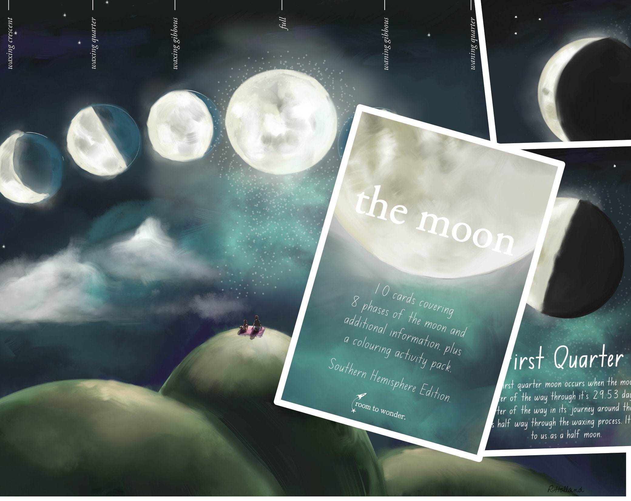 Moon Phases Educational Bundle Printable Moon Phases Poster - Etsy