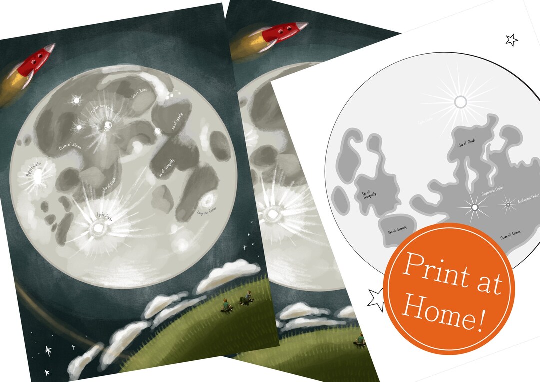 Moon Map Printable Poster and Coloring Set - Printable PDF Homeschool ...
