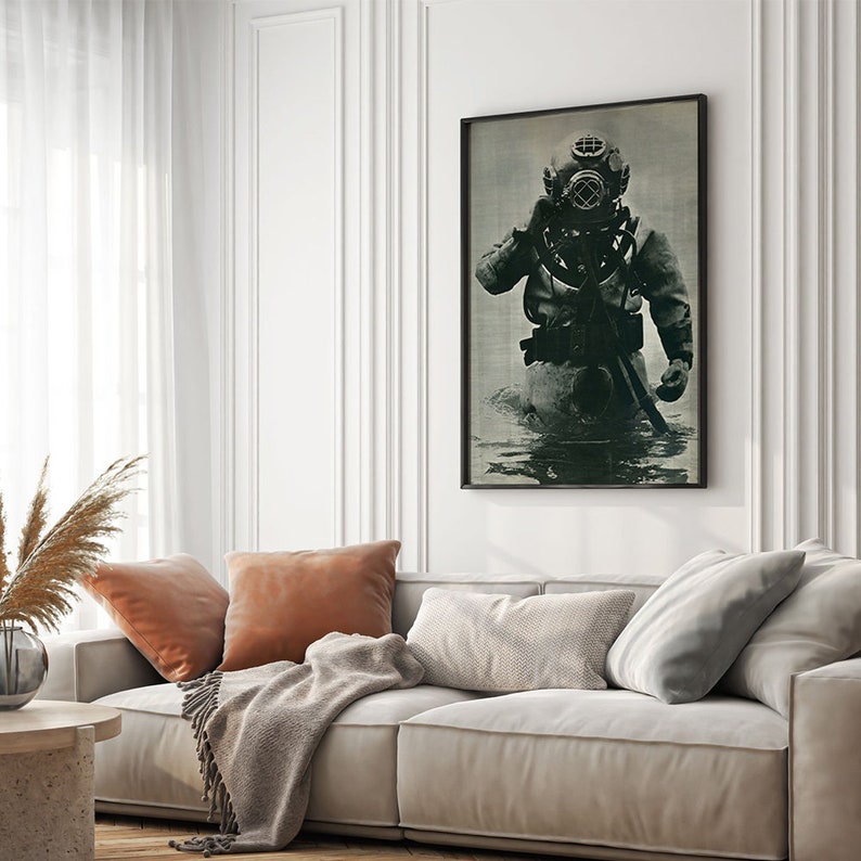 US Navy Hard Head Mark-v Diving Helmet Diver Poster, Wall Art, Room ...